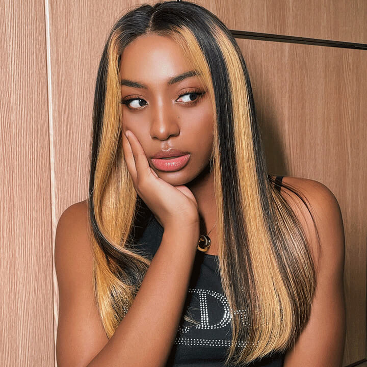 Dark Roots Chunky Highlights Bob Lace Front Wig Human Hair – BEIXHAIR